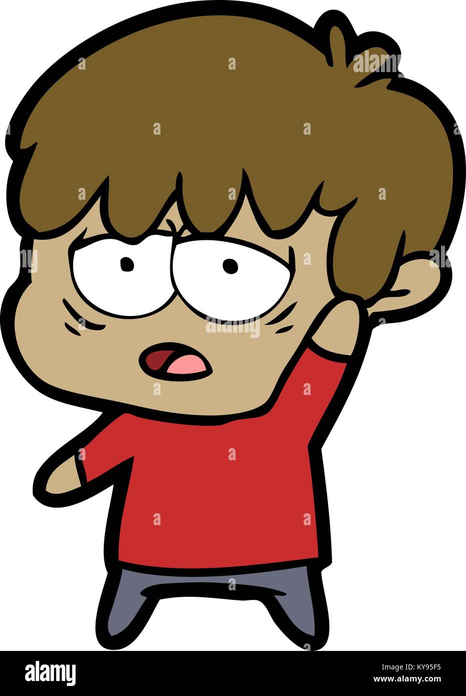 cartoon exhausted boy Stock Vector Image & Art - Alamy