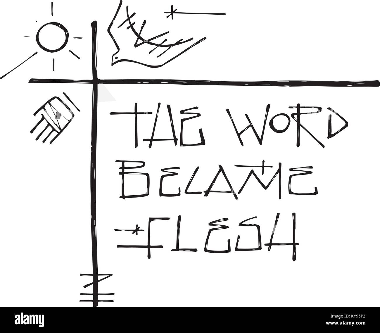 Hand drawn vector illustration or drawing of some Christian religious ...