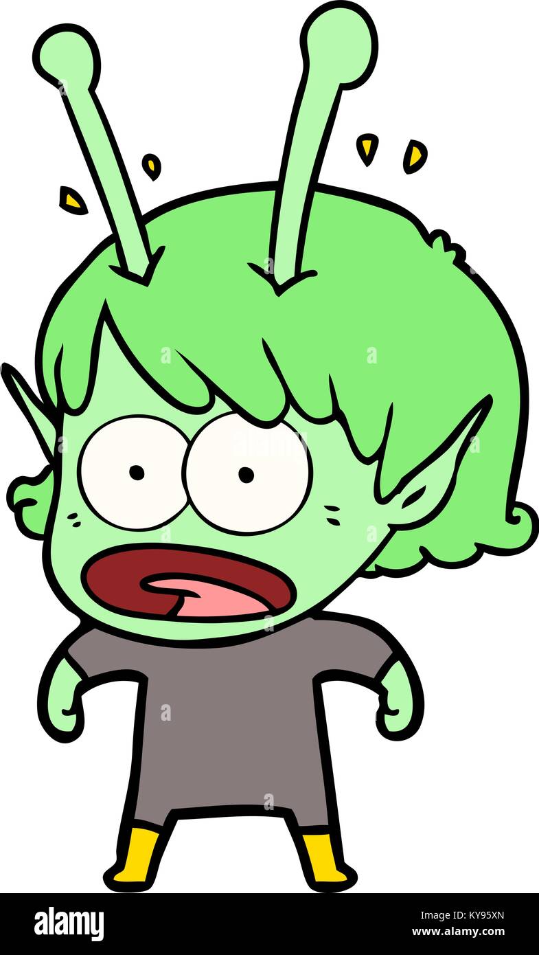 cartoon shocked alien girl Stock Vector Image & Art - Alamy