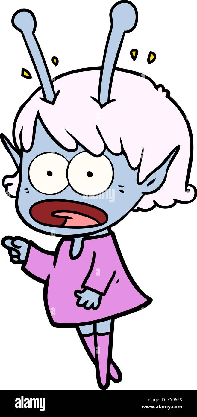cartoon shocked alien girl Stock Vector Image & Art - Alamy