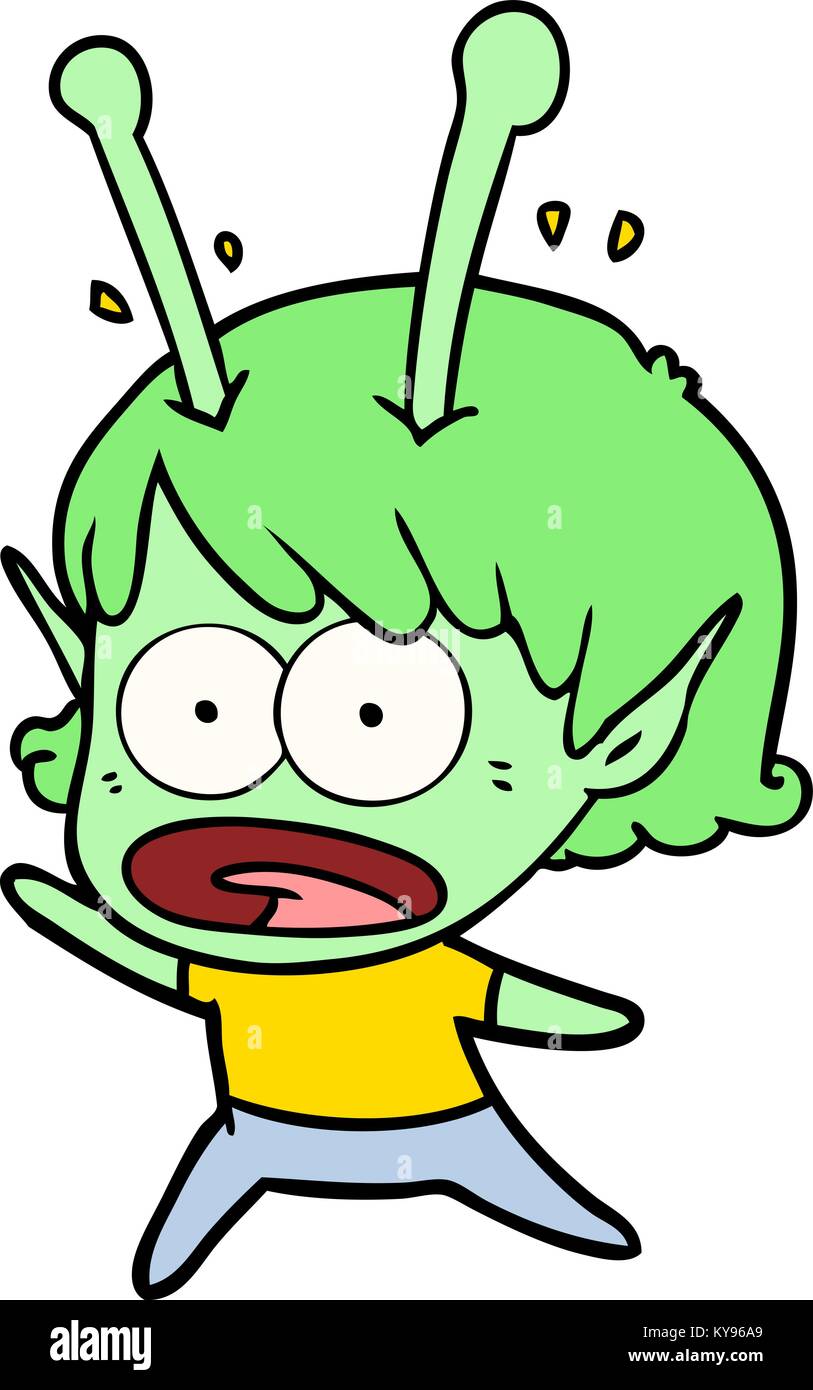 cartoon shocked alien girl Stock Vector Image & Art - Alamy