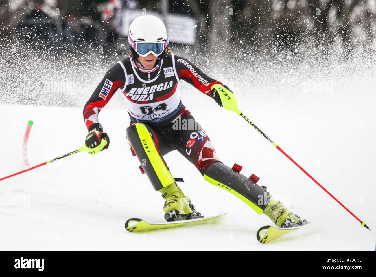 ZAGREB, CROATIA - JANUARY 3, 2018 : Popovic Leona of Cro competes ...