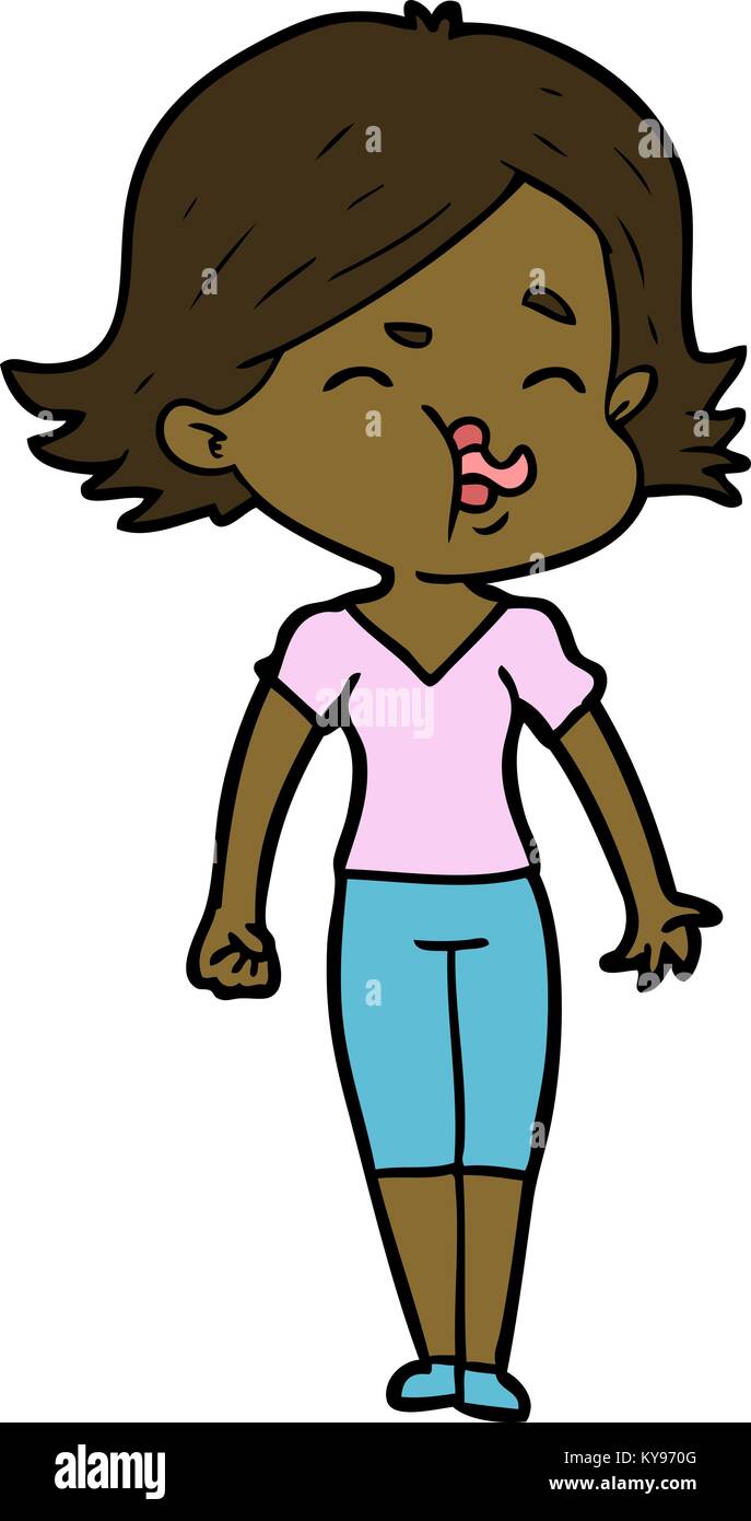 cartoon girl pulling face Stock Vector Image & Art - Alamy