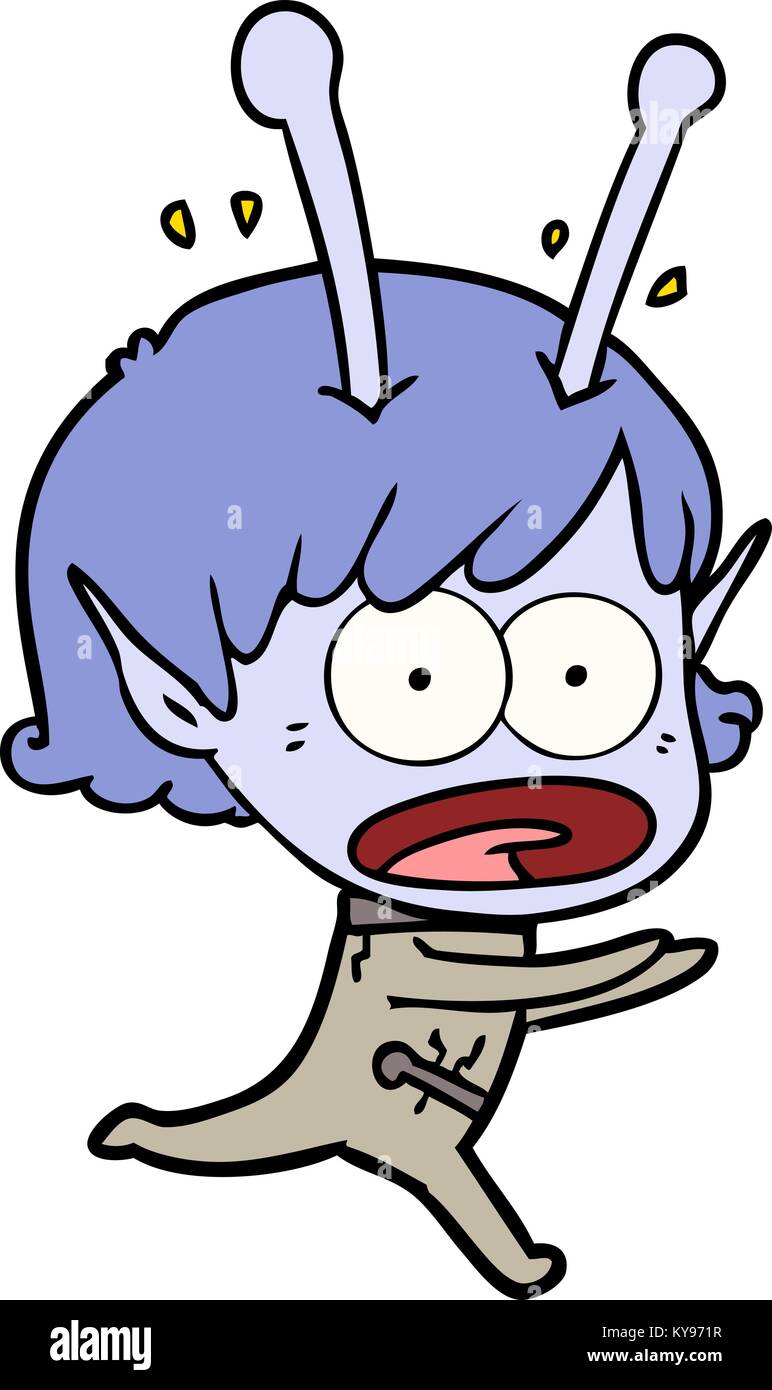 cartoon shocked alien girl Stock Vector Image & Art - Alamy