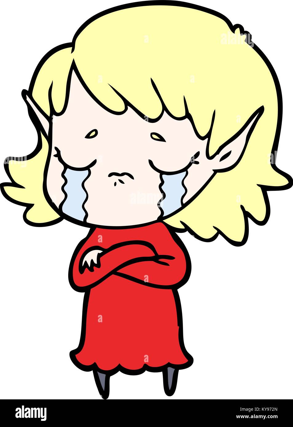 cartoon crying elf girl Stock Vector Image & Art - Alamy