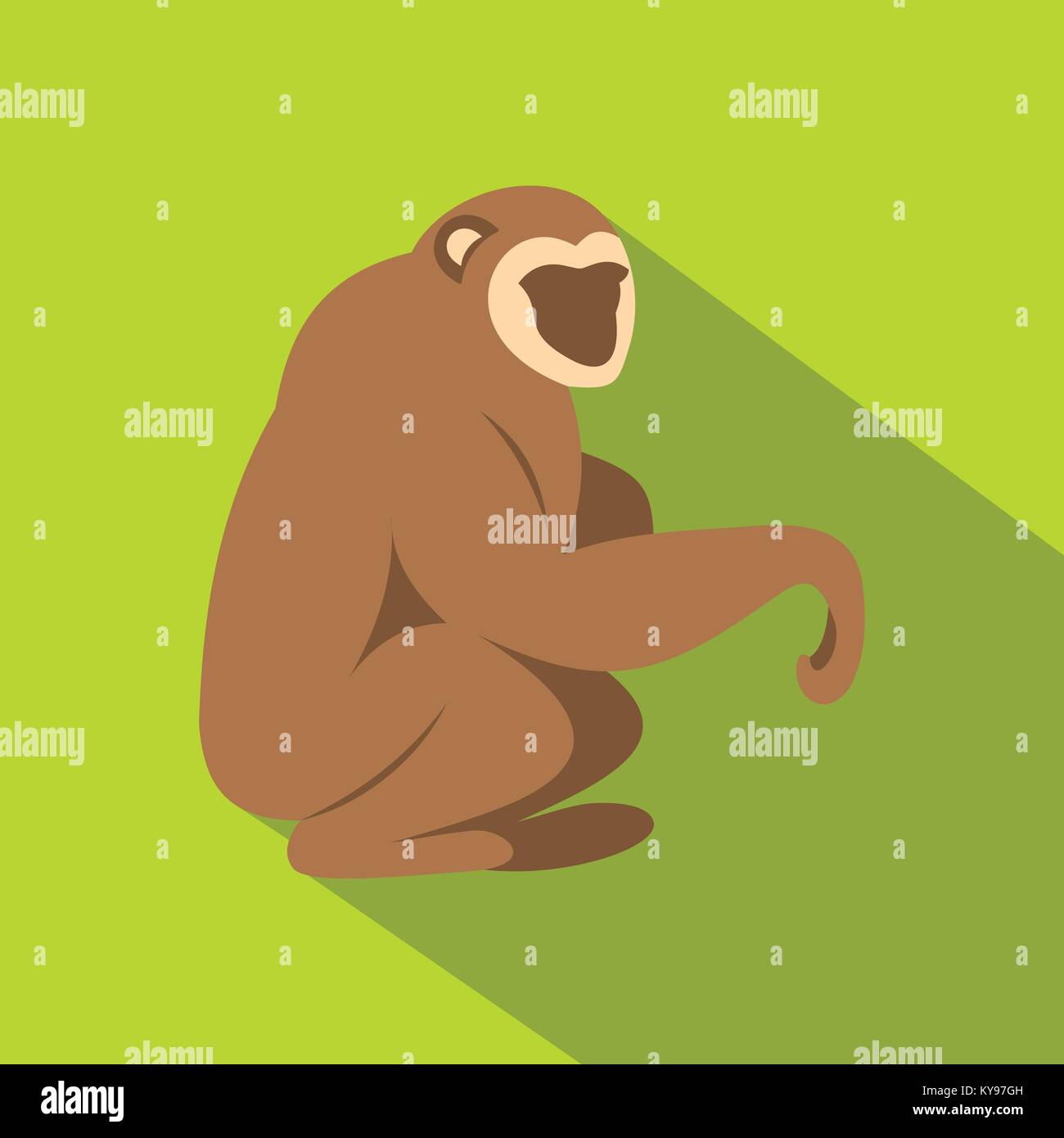 Sitting monkey icon. Flat illustration of sitting monkey vector icon ...