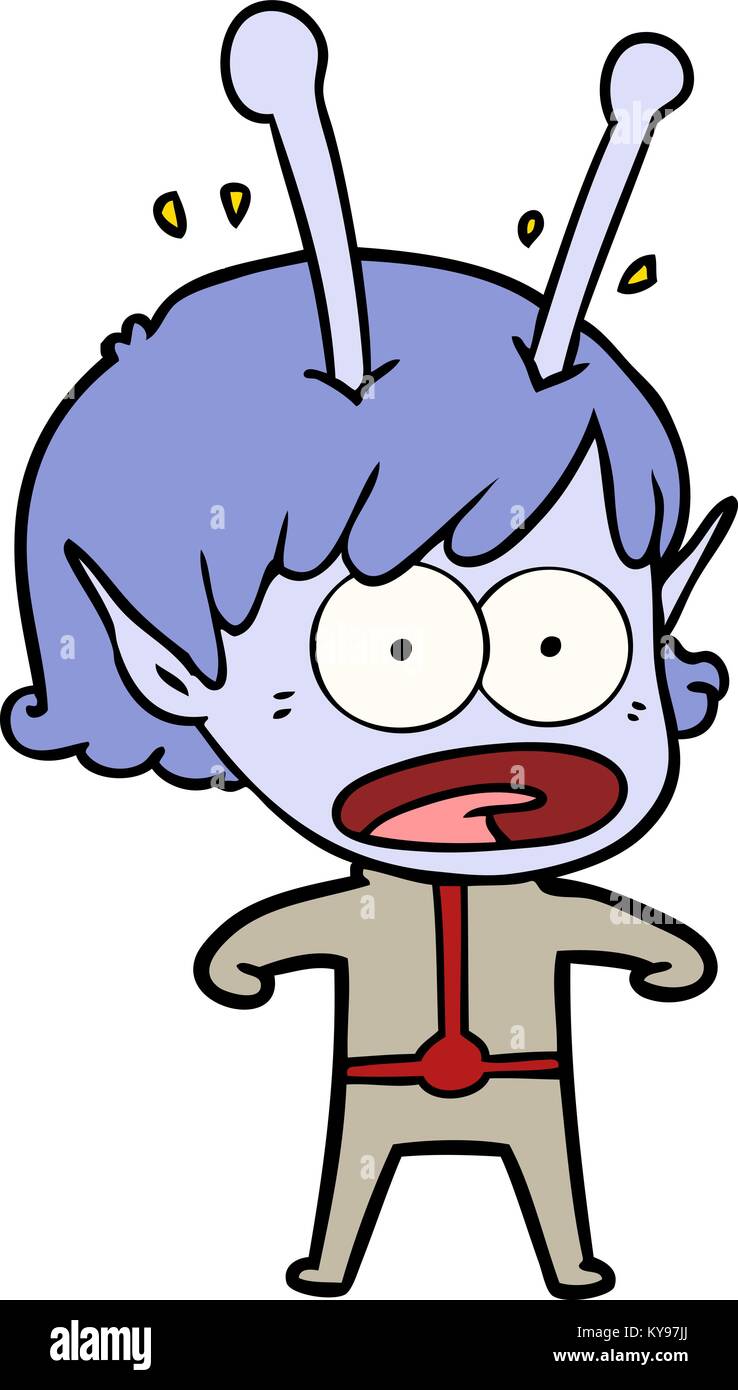 cartoon shocked alien girl Stock Vector Image & Art - Alamy