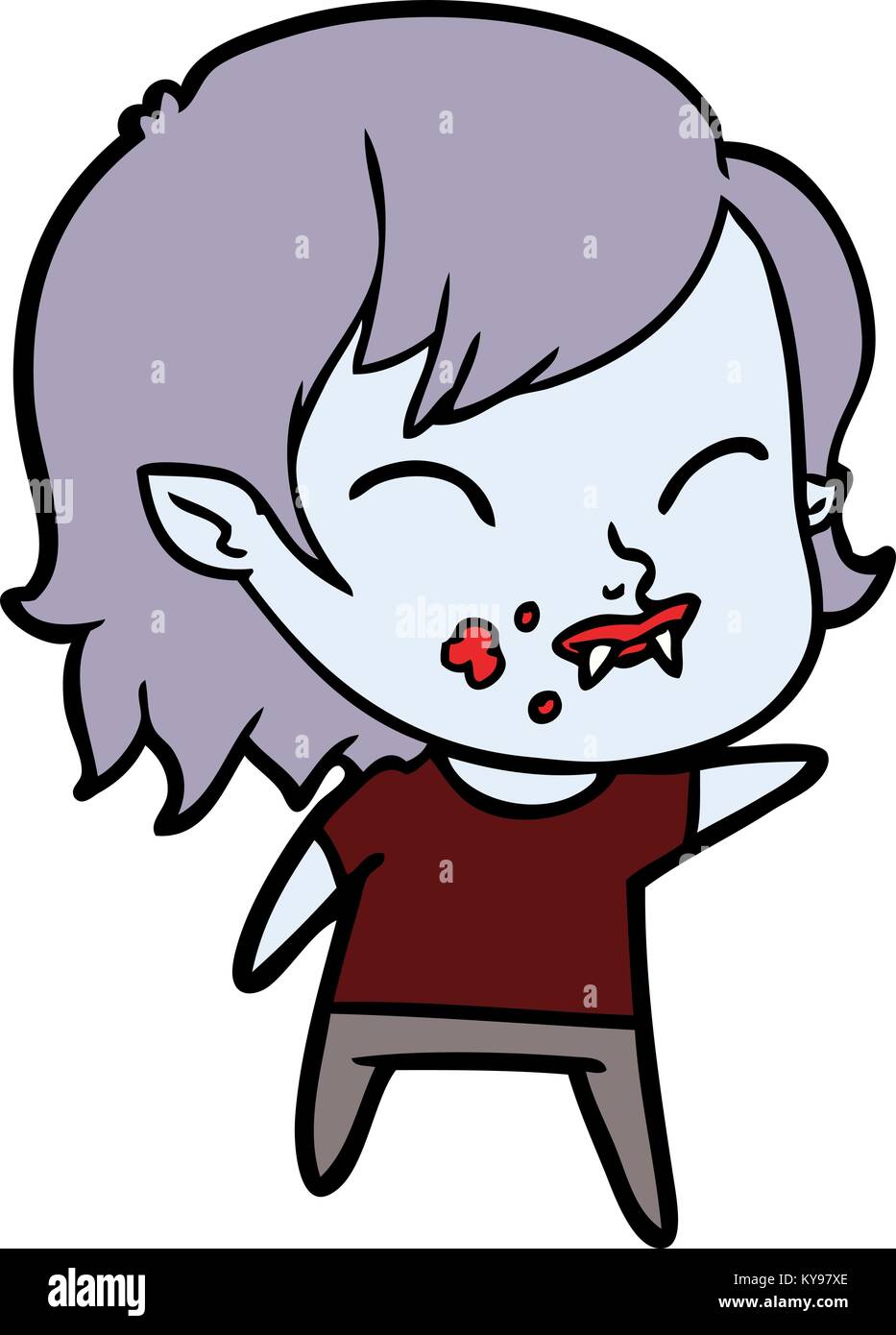cartoon vampire girl with blood on cheek Stock Vector Image & Art - Alamy