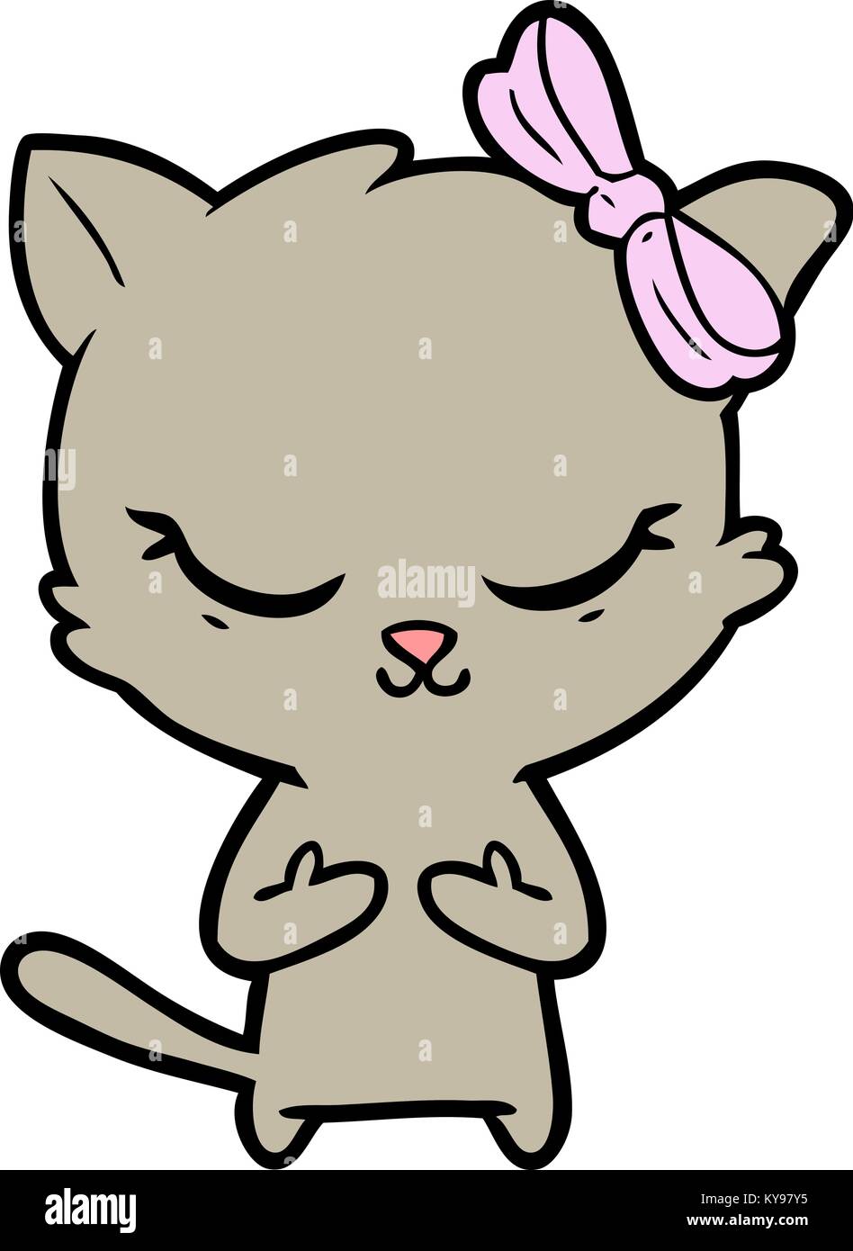 cute cartoon cat with bow Stock Vector Image & Art - Alamy