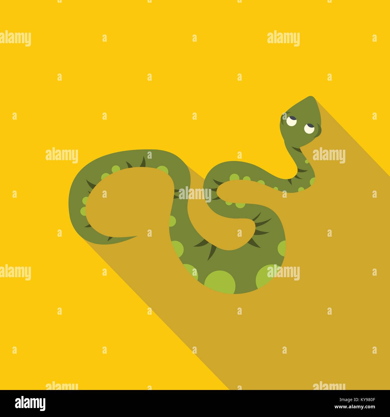 Green spotted snake icon. Flat illustration of green spotted snake ...