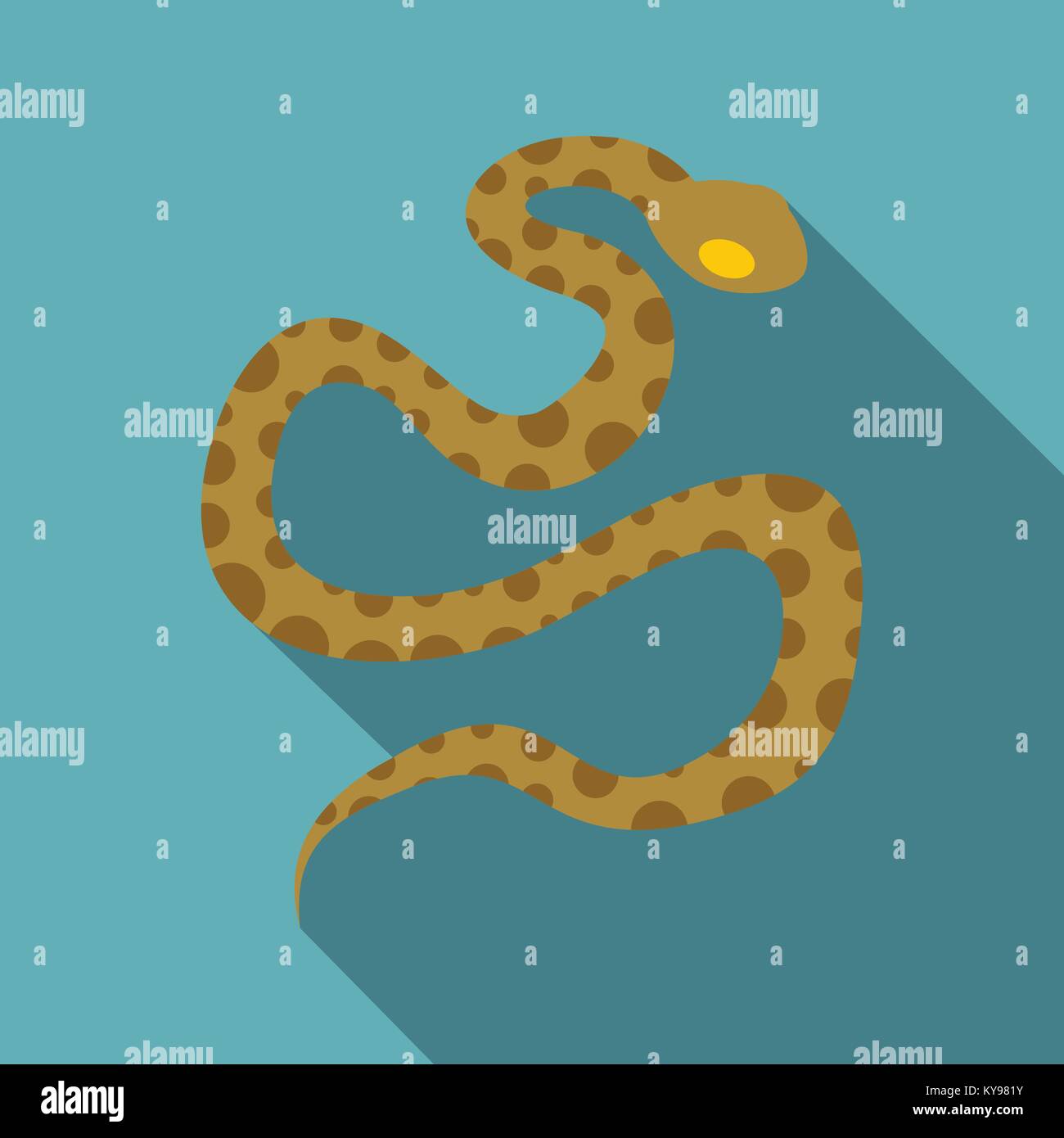 Brown spotted snake icon. Flat illustration of brown spotted snake ...