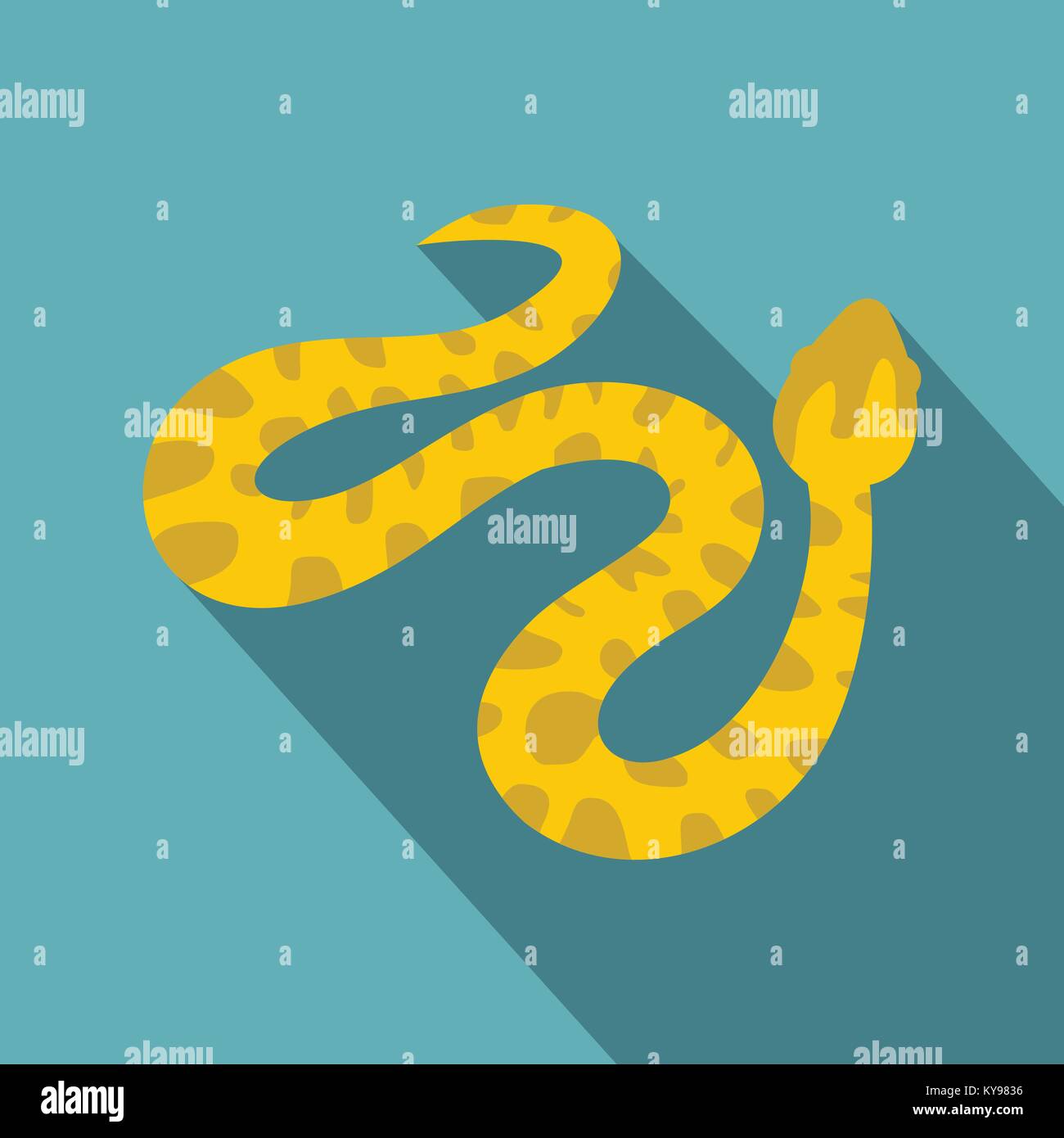Yellow spotted snake icon. Flat illustration of yellow spotted snake ...