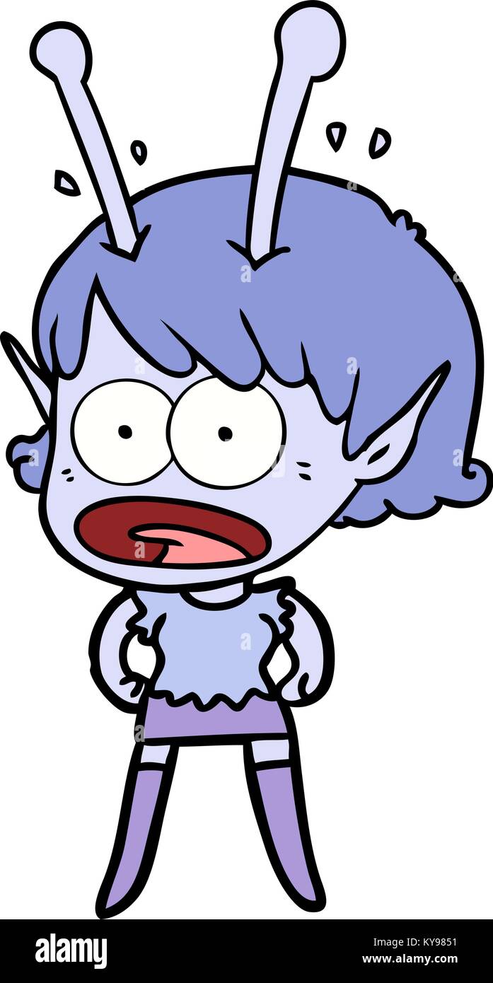 cartoon shocked alien girl Stock Vector Image & Art - Alamy