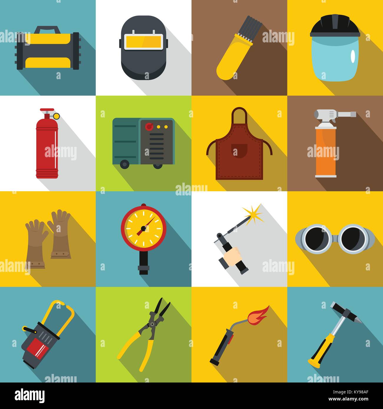 Welding icons set. Flat illustration of 16 welding vector icons for web ...