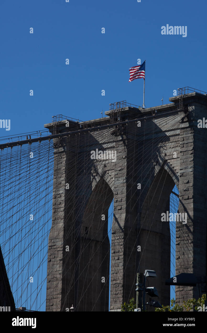 Brooklyn Bridge, Brooklyn Side Tower Stock Photo - Alamy