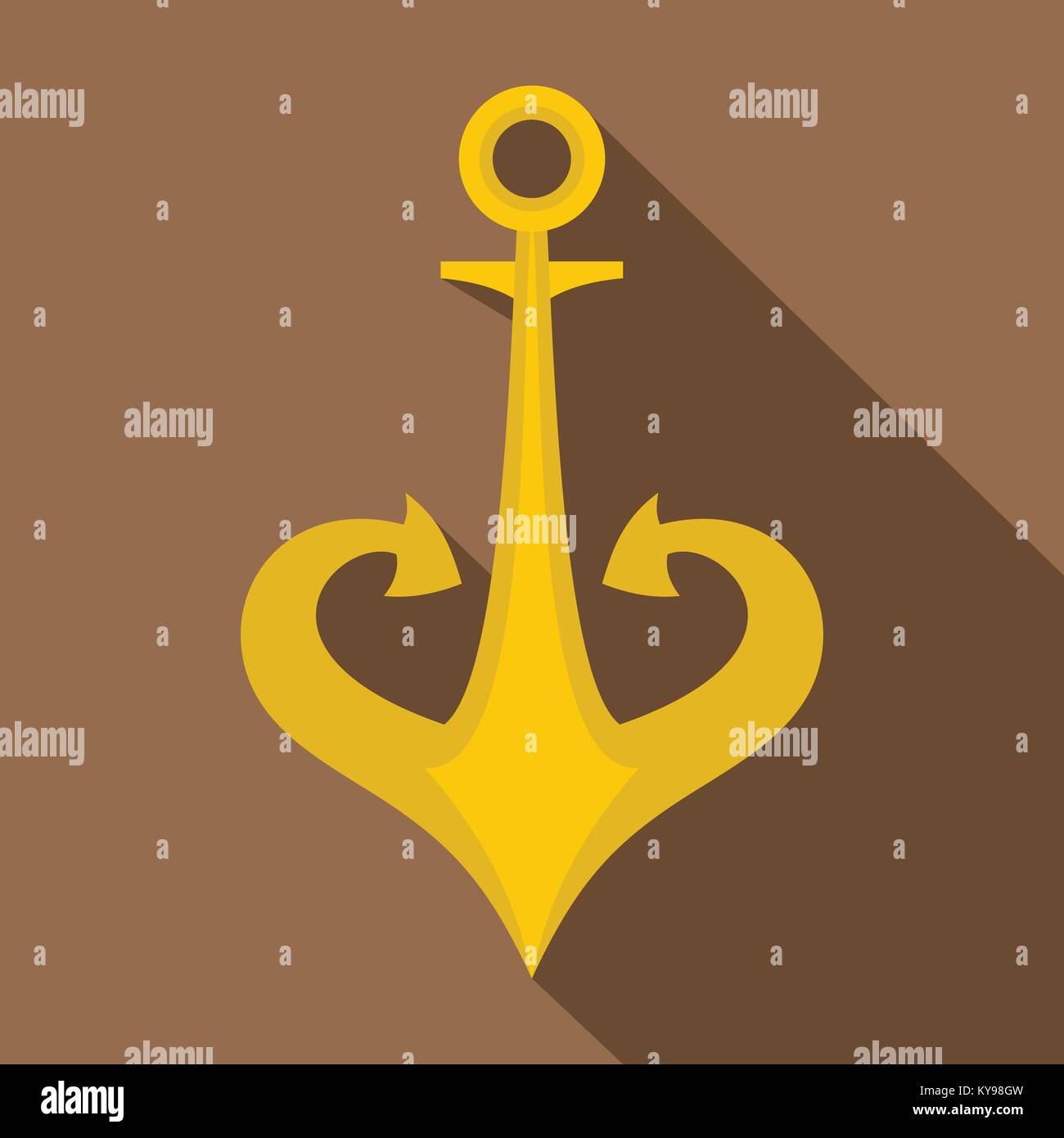 Gold anchor icon. Flat illustration of gold anchor vector icon for web ...
