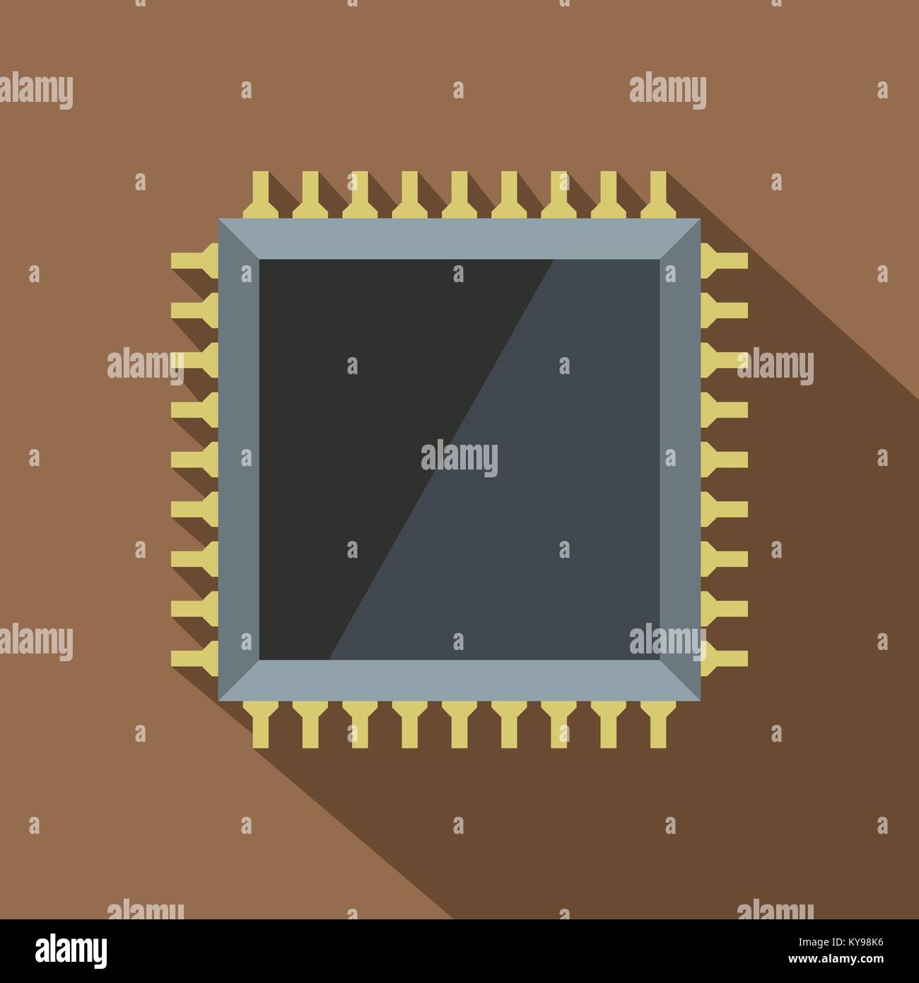 Computer microchip icon. Flat illustration of computer microchip vector ...