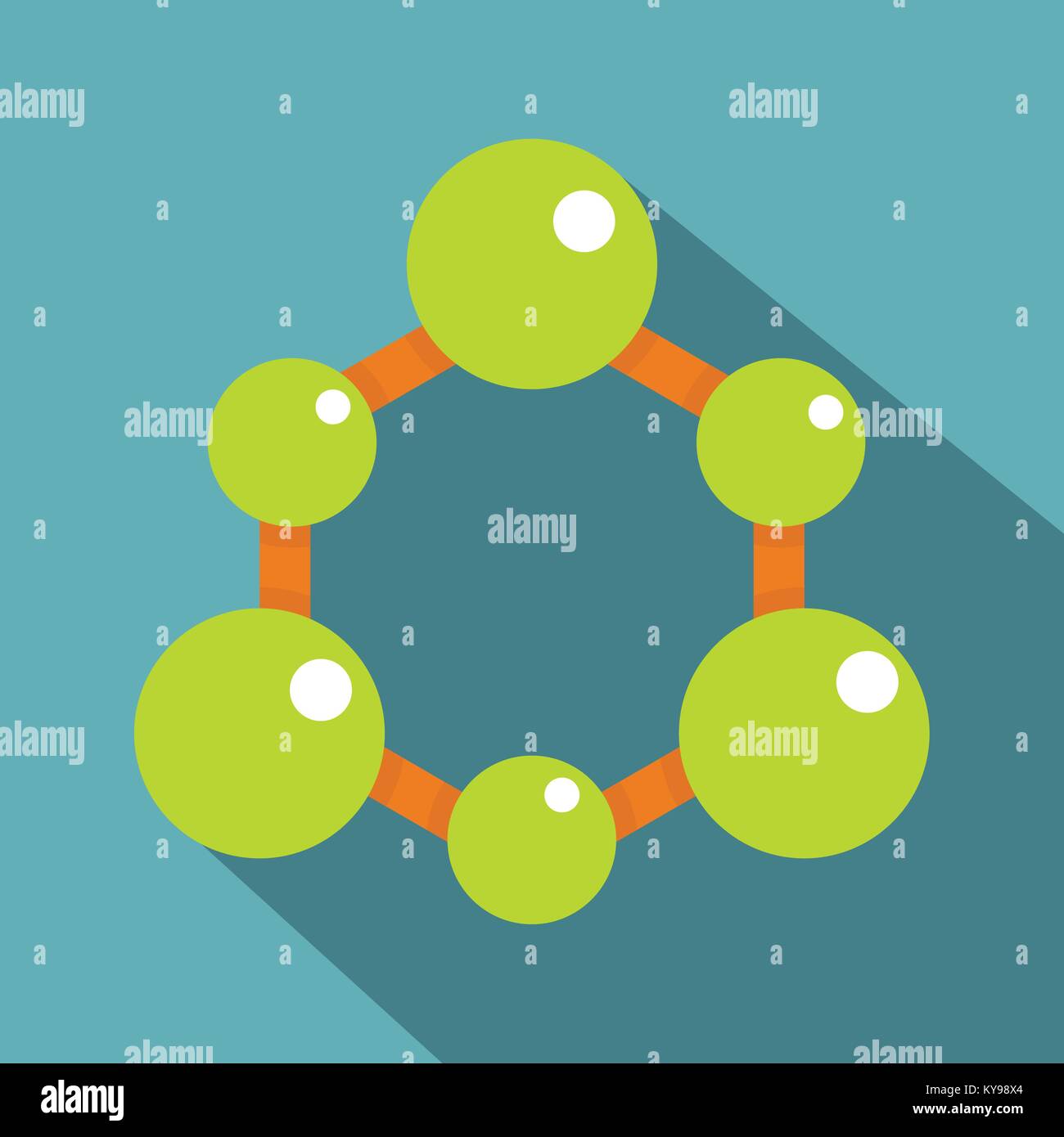 Green molecule structure icon. Flat illustration of green molecule ...