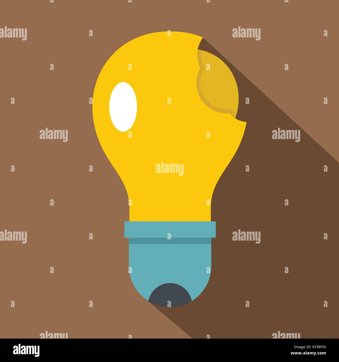 Broken yellow lightbulb icon. Flat illustration of broken yellow ...