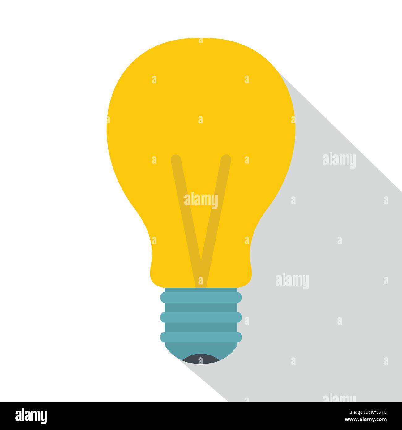 Yellow light bulb icon. Flat illustration of yellow light bulb vector ...