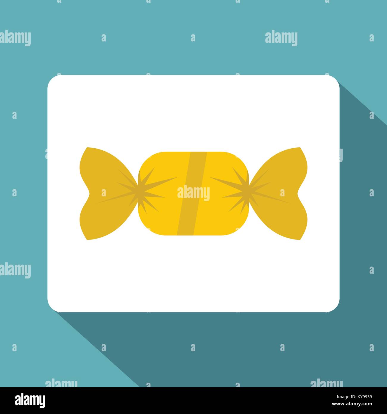 Candy in yellow wrap icon. Flat illustration of candy in yellow wrap ...