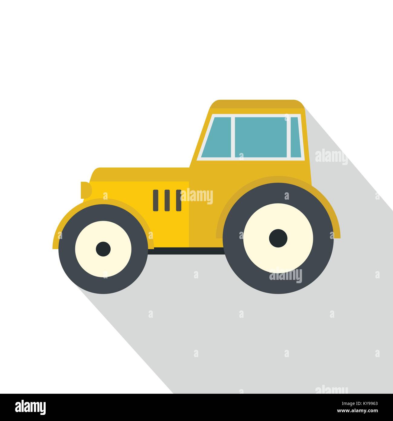 Yellow tractor icon. Flat illustration of yellow tractor vector icon ...