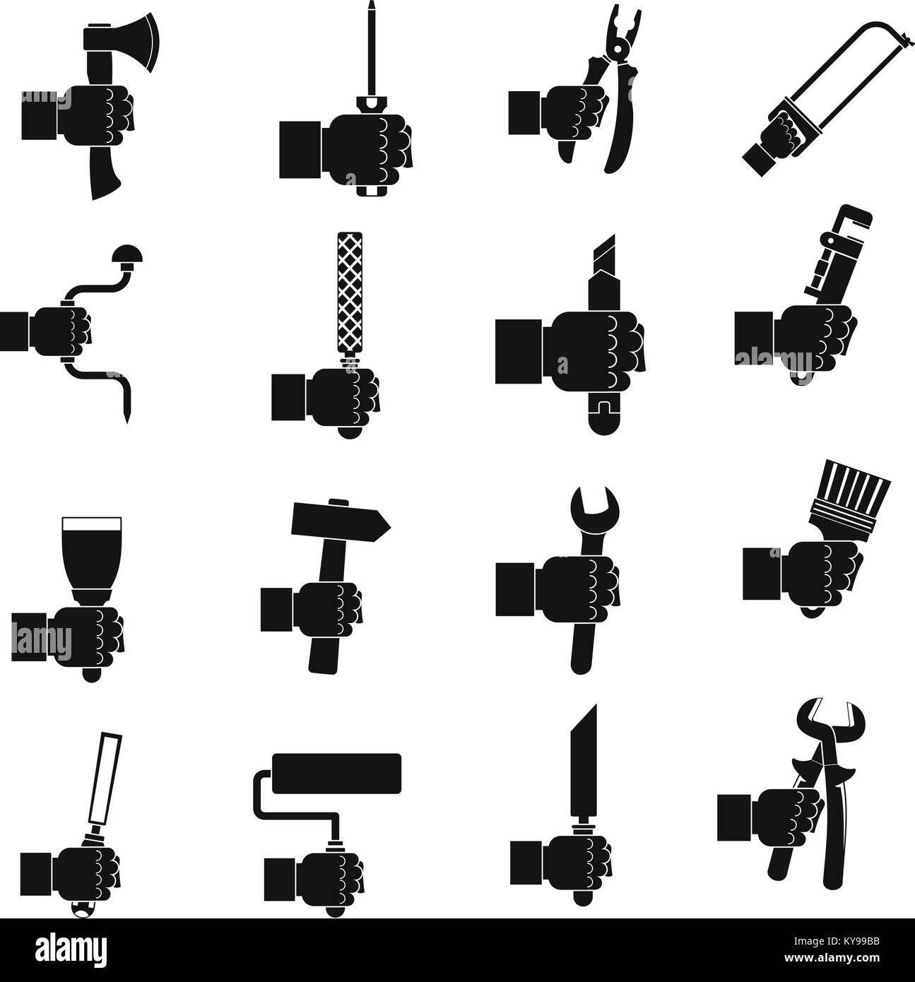 Hand tool icons set building. Simple illustration of 16 hand tool ...