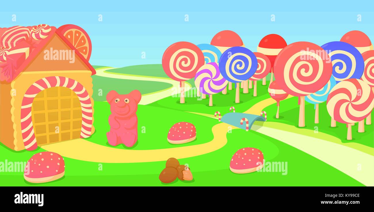 Sweets horizontal banner concept candies. Cartoon illustration of ...