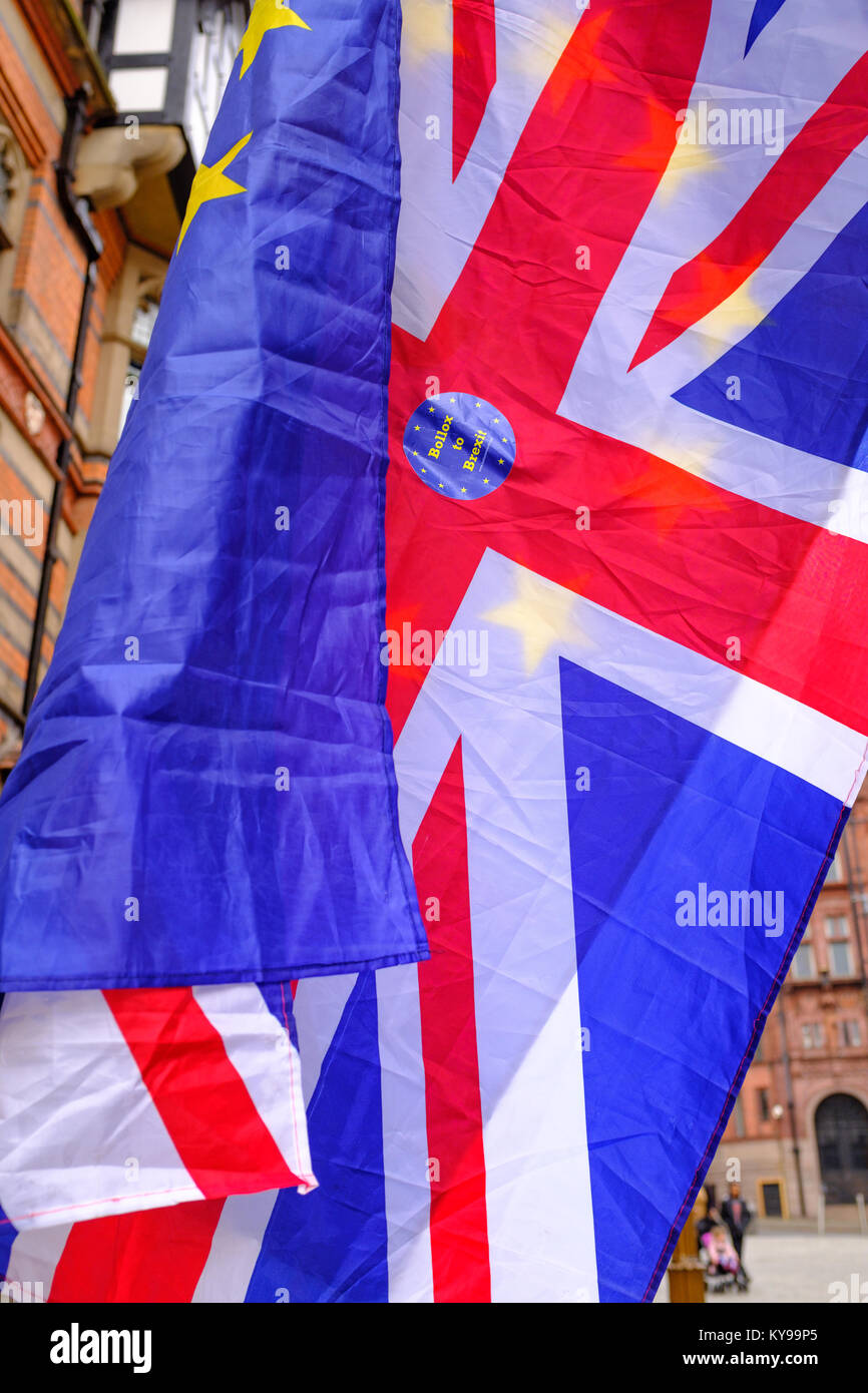 NOTTINGHAM, ENGLAND - JANUARY 13: 'Bollox To Brexit' campaign sticker ...