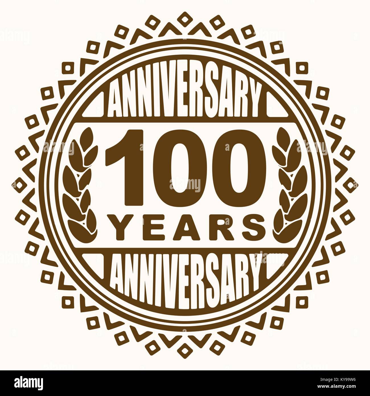 Vintage anniversary 100 years round emblem. Retro styled vector ...
