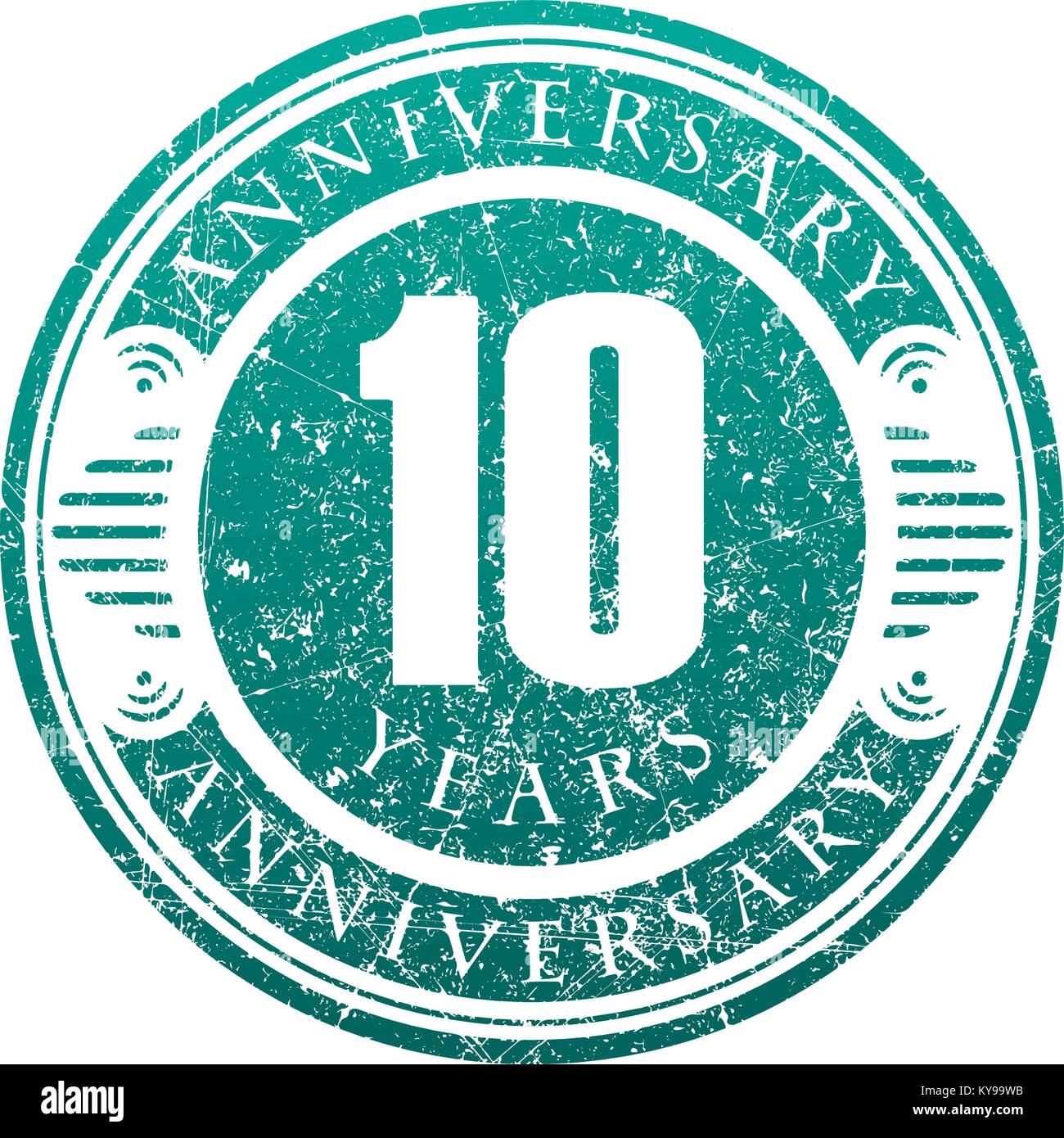Vintage anniversary 10 years round grunge round stamp. Retro styled ...