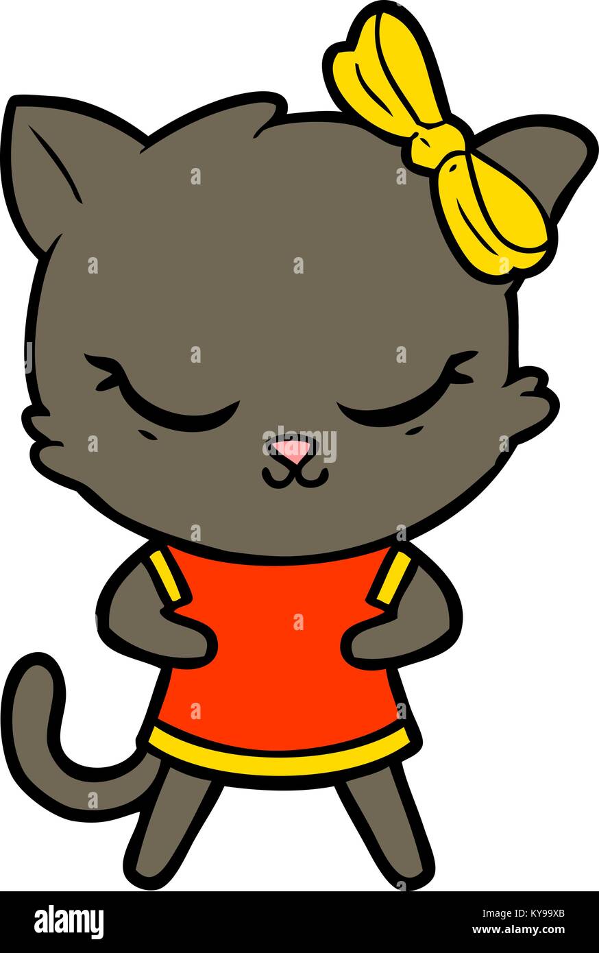 cute cartoon cat with bow Stock Vector Image & Art - Alamy