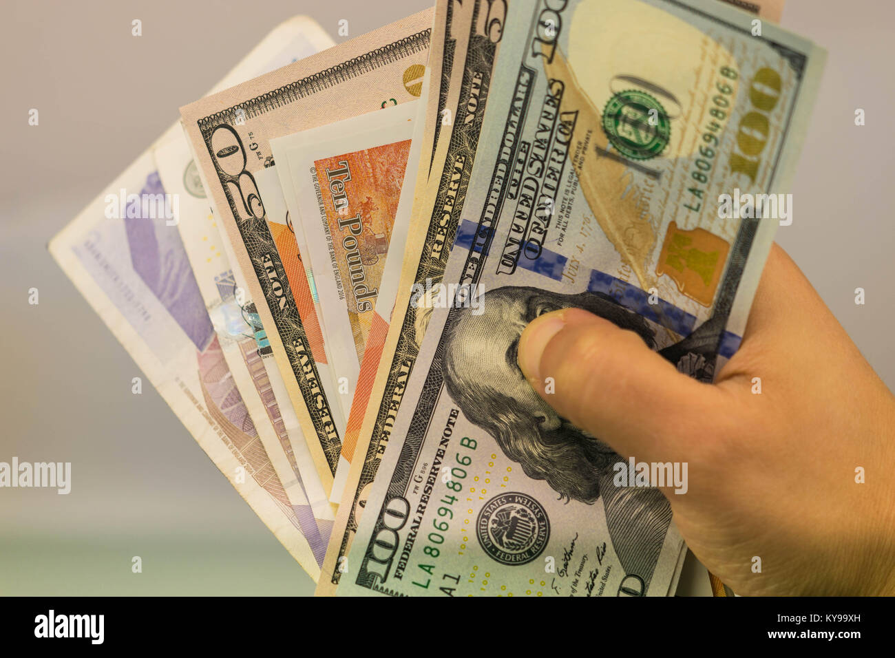 Money in the hand Hand with money, Hand holding Banknotes Stock Photo ...