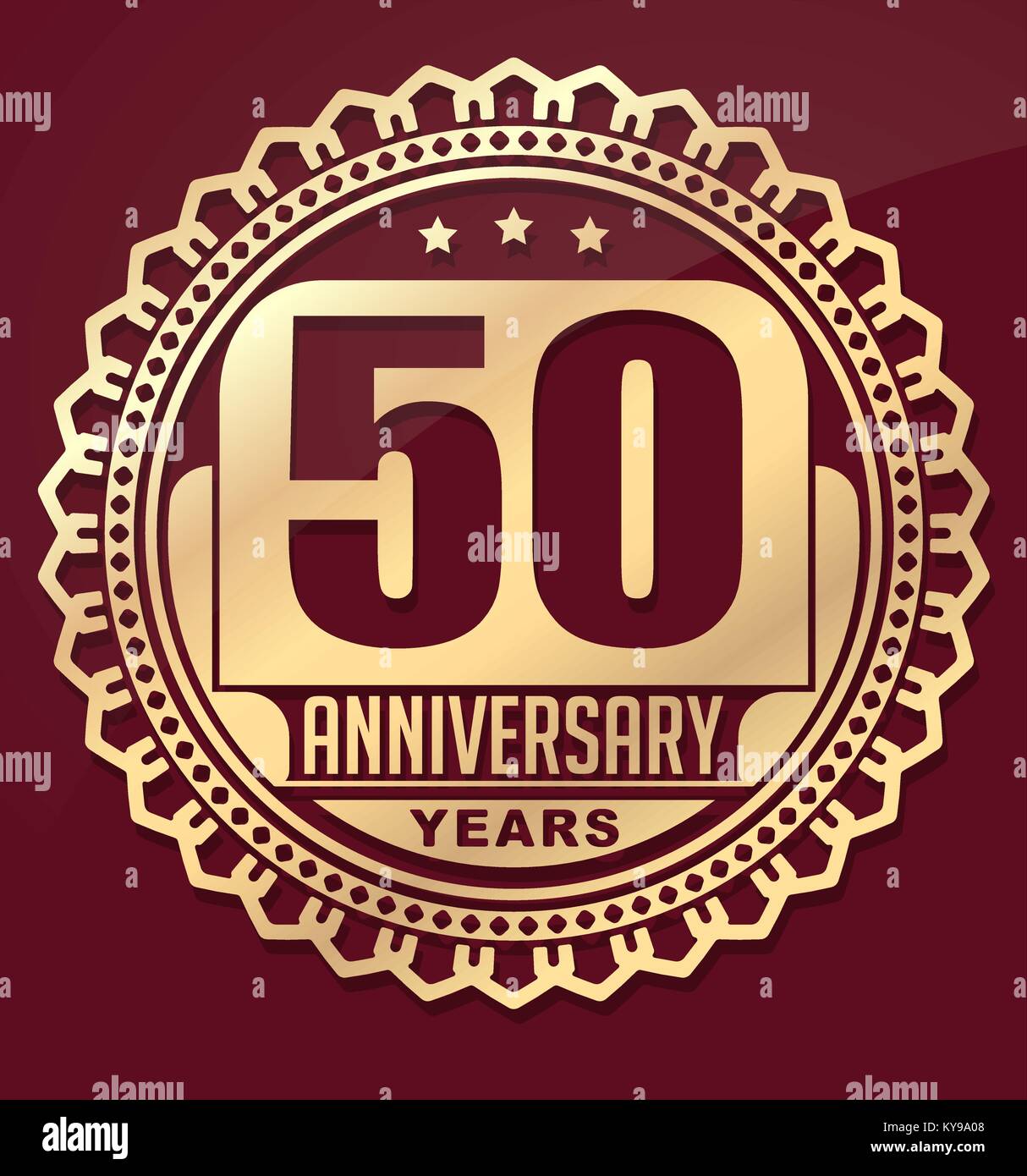 Vintage anniversary 50 years round emblem. Retro styled vector ...
