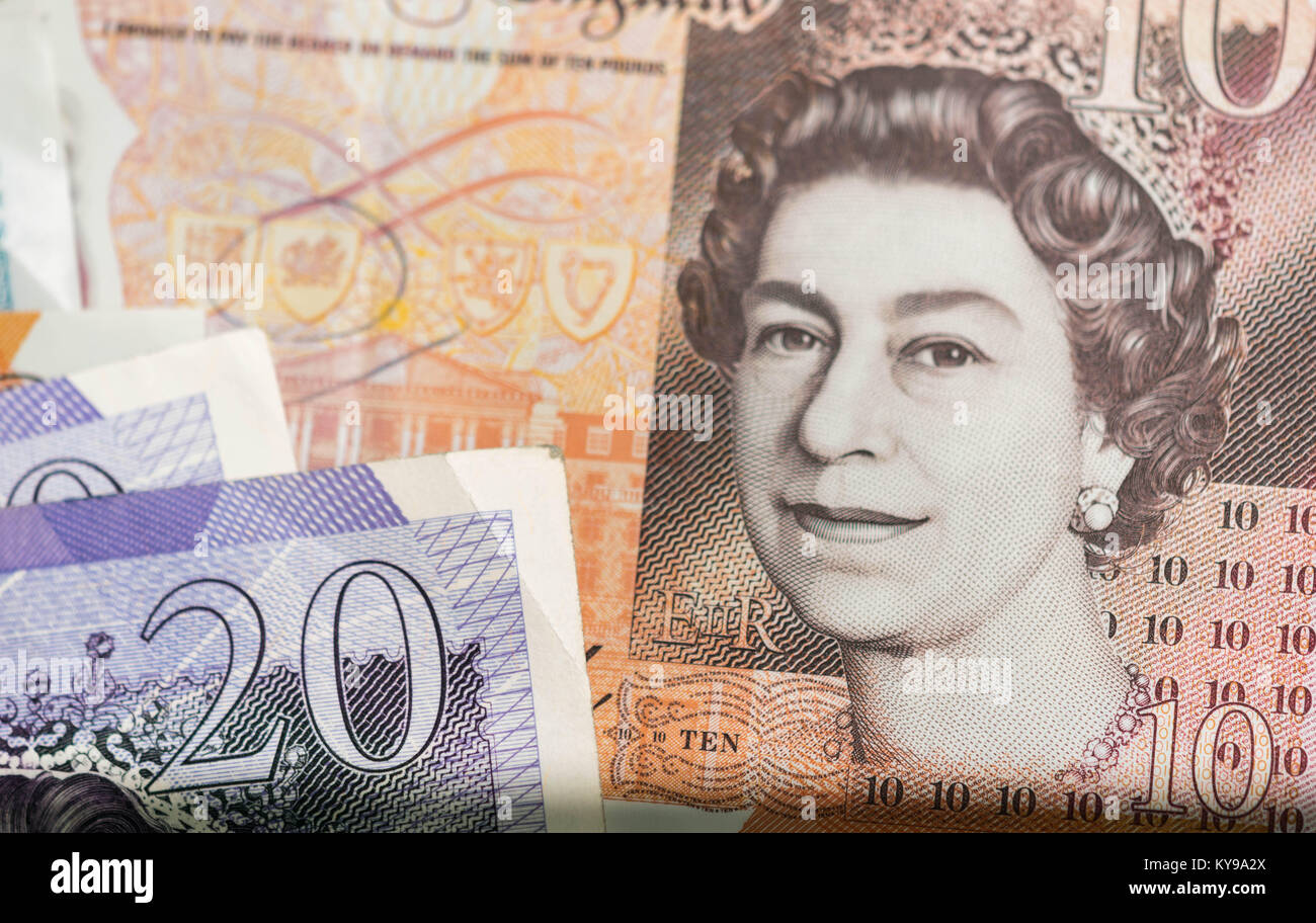 British pound note collection hi-res stock photography and images - Alamy