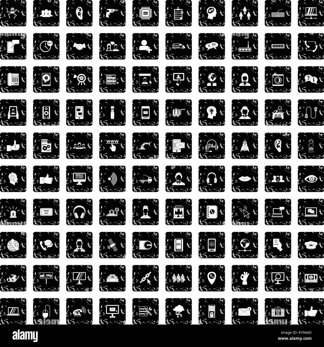100 call center icons set in grunge style isolated vector illustration ...