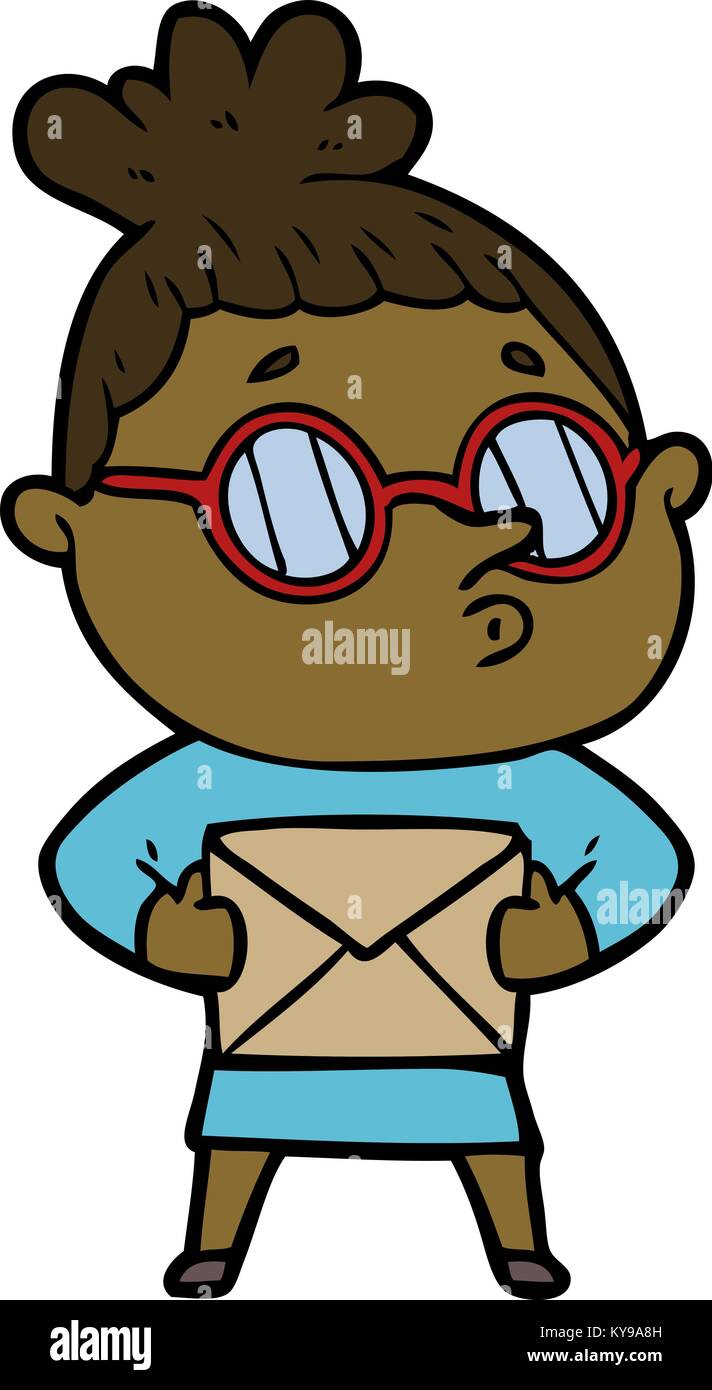 cartoon woman wearing glasses Stock Vector Image & Art - Alamy