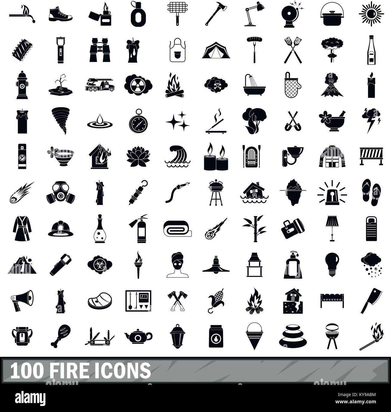 100 fire icons set in simple style for any design vector illustration ...