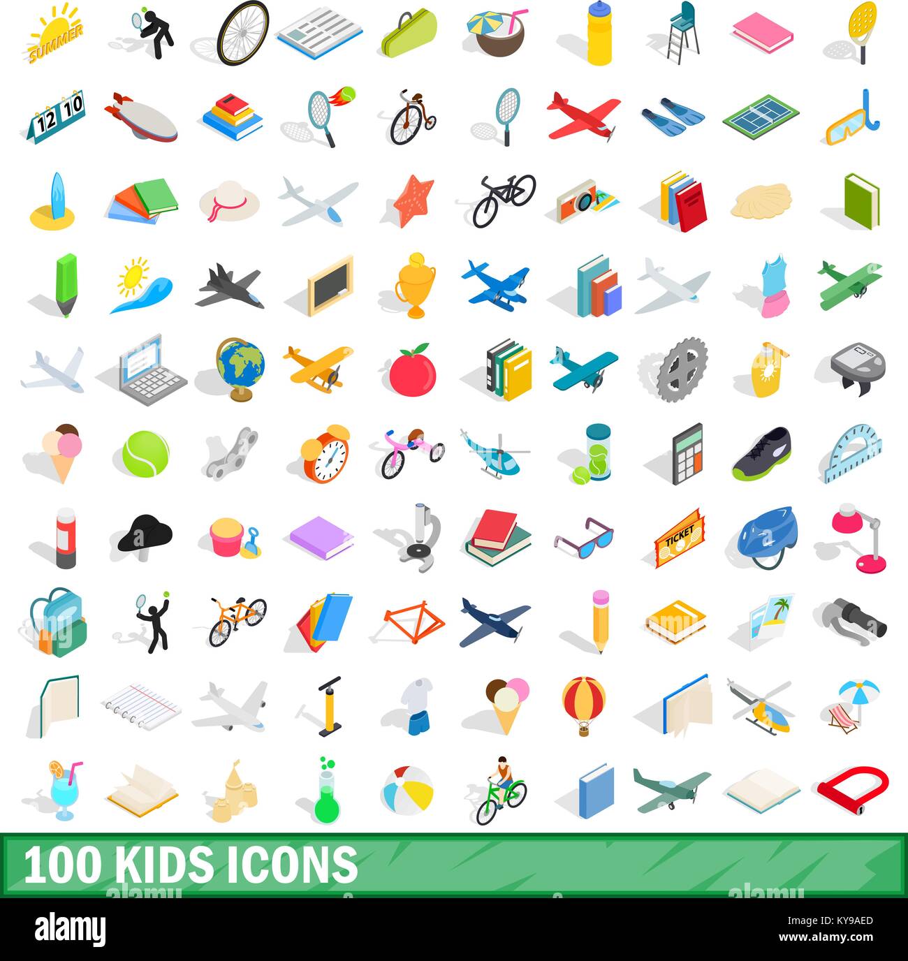 100 isometric icons kids hi-res stock photography and images - Alamy