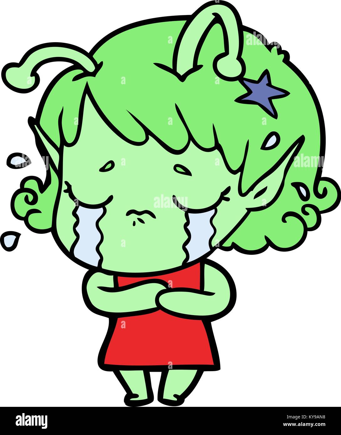cartoon crying alien girl Stock Vector Image & Art - Alamy