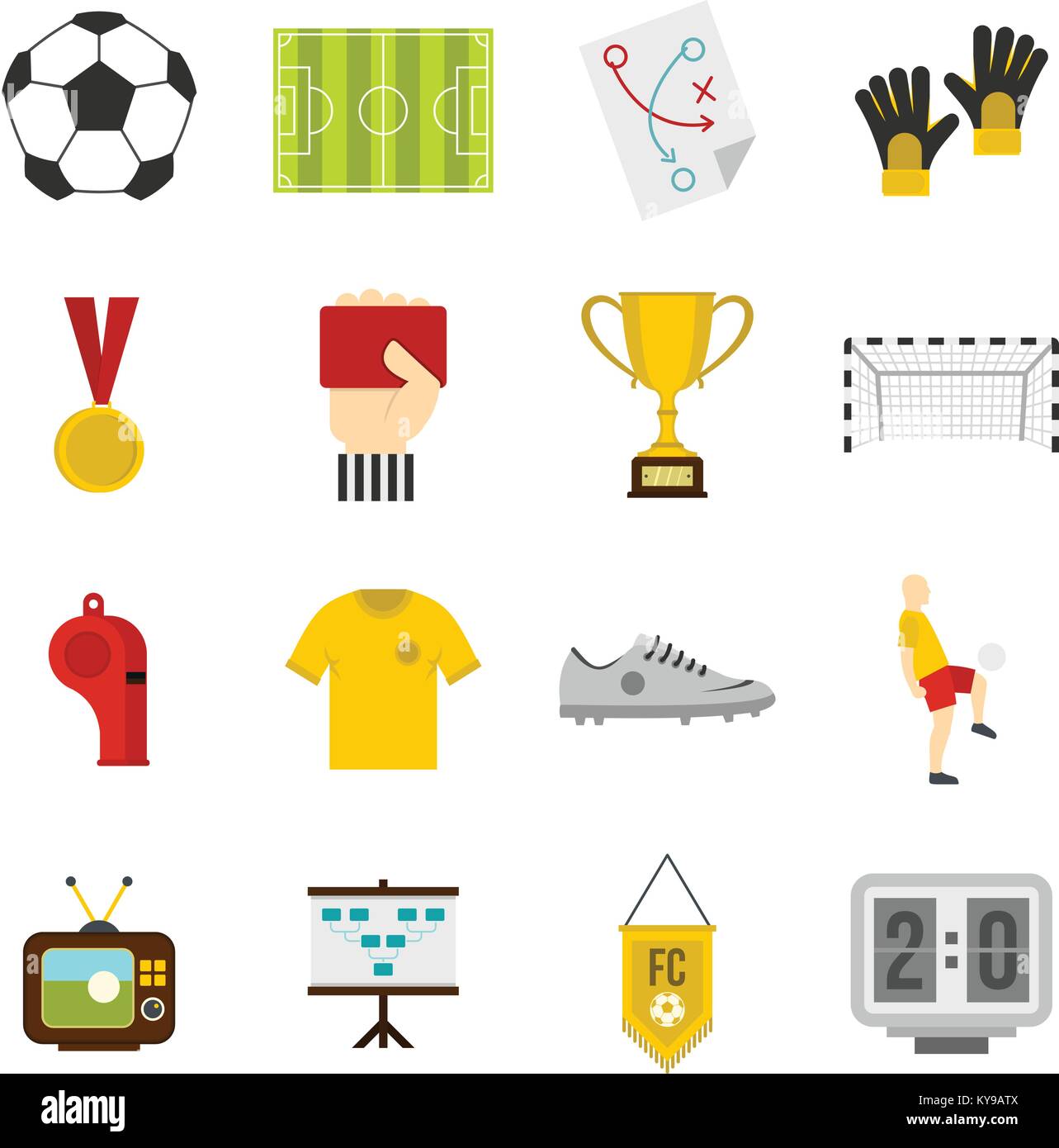 Soccer football icons set in flat style isolated vector illustration ...