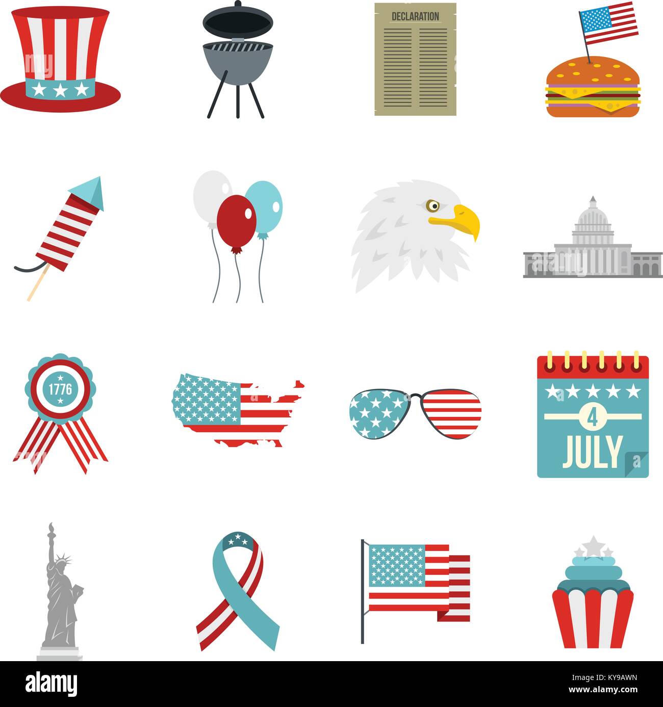 Independence day flag icons set in flat style isolated vector ...