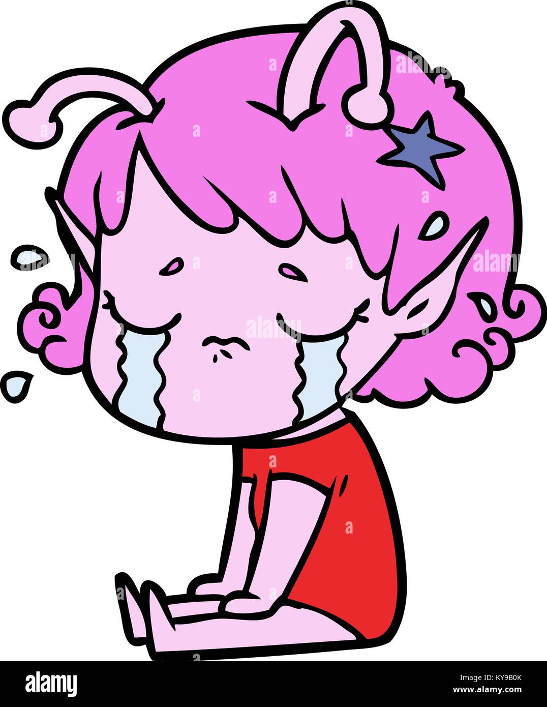 cartoon crying alien girl Stock Vector Image & Art - Alamy