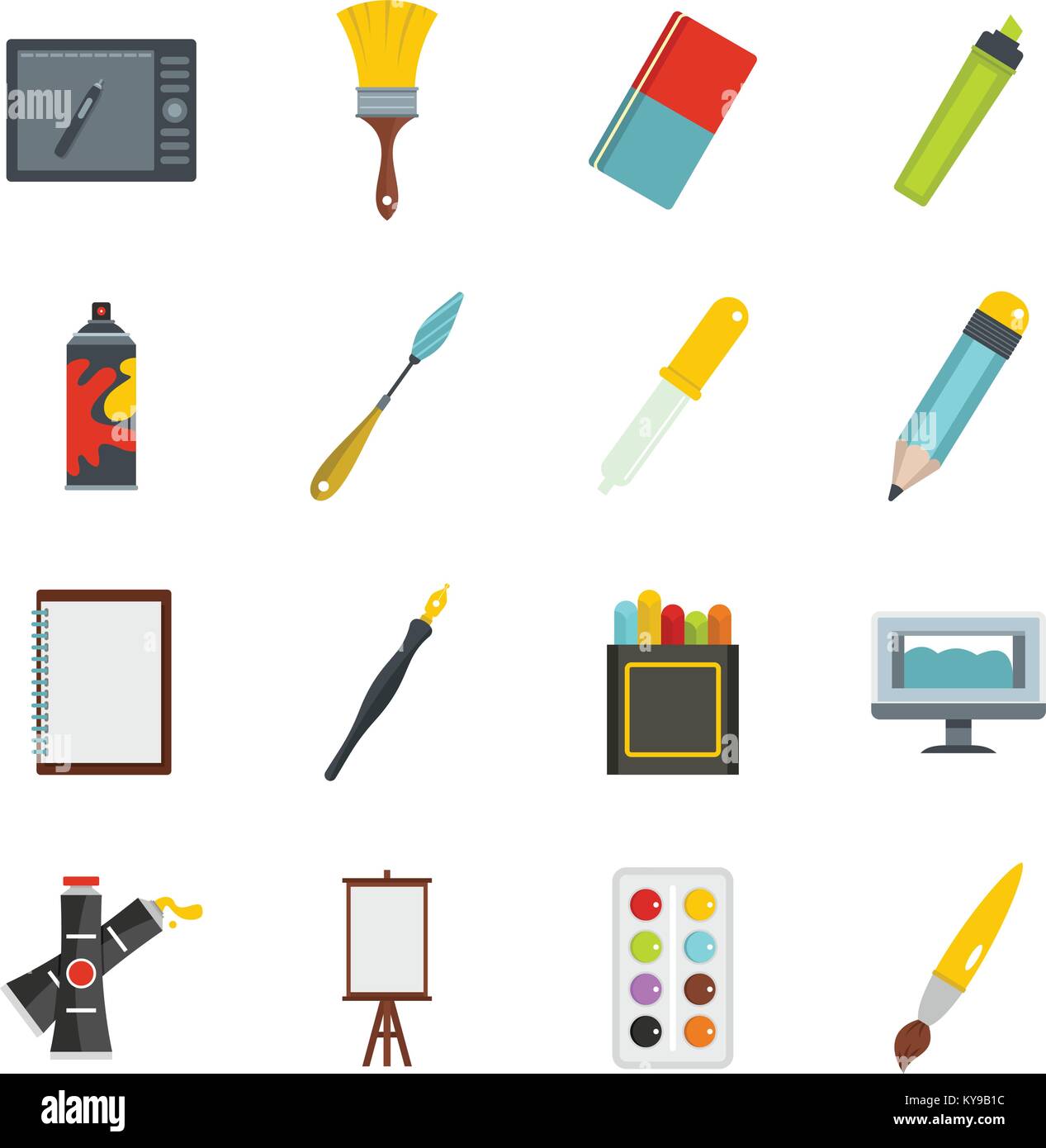 Design and drawing tools set in flat style isolated vector illustration ...