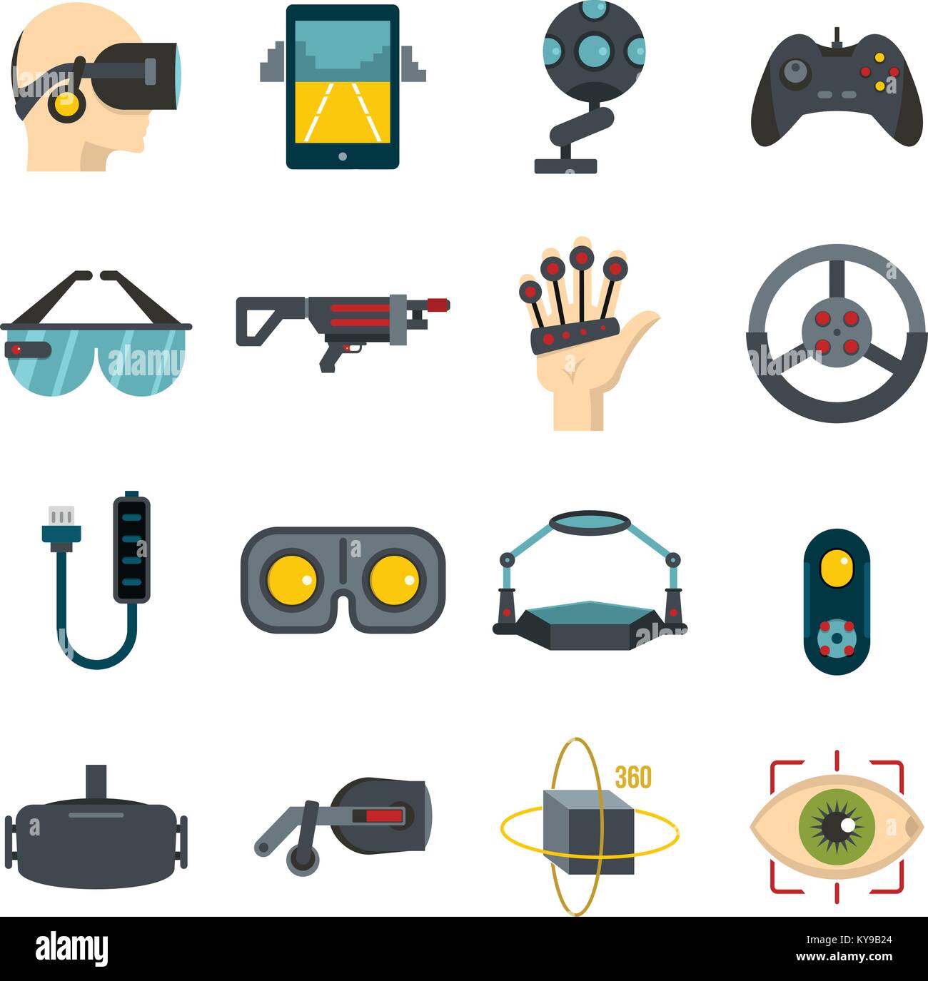 Virtual reality icons set in flat style isolated vector illustration ...