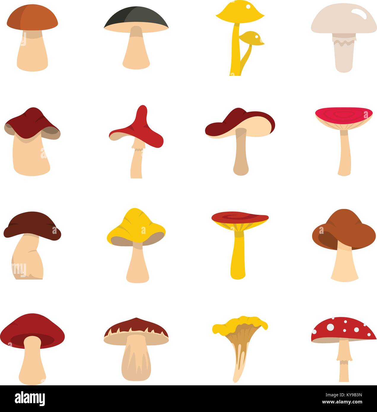 Mushroom icons set in flat style isolated vector illustration Stock ...