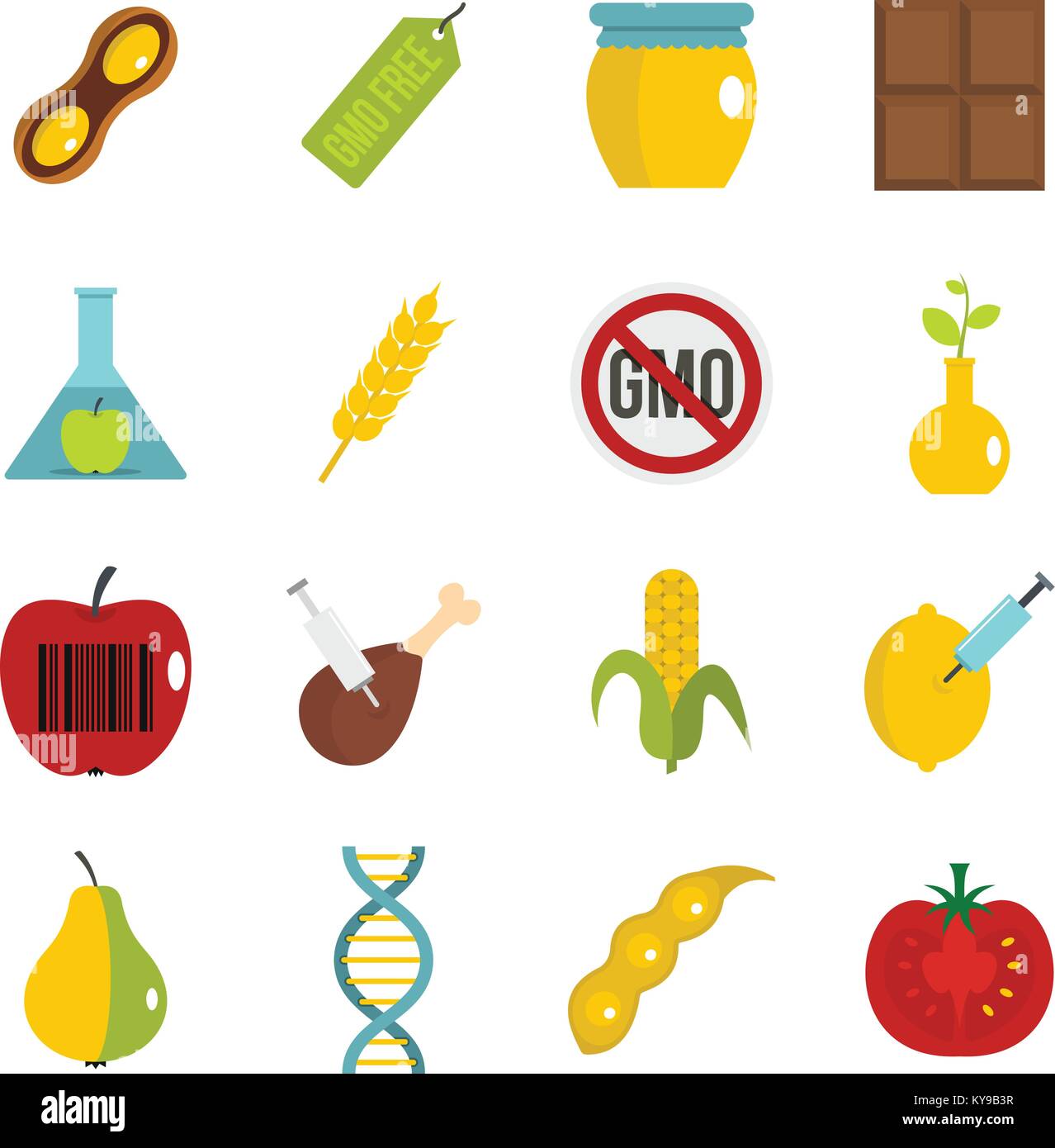 GMO icons set in flat style isolated vector illustration Stock Vector ...