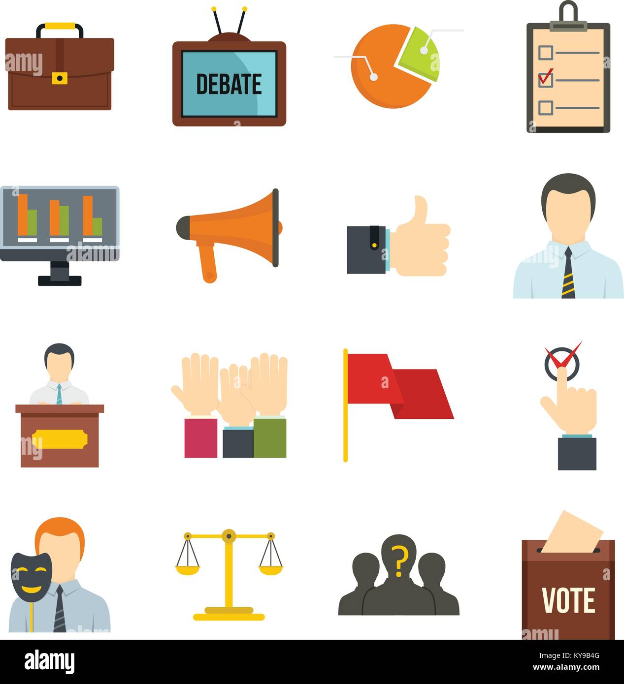 Election voting icons set in flat style isolated vector illustration ...