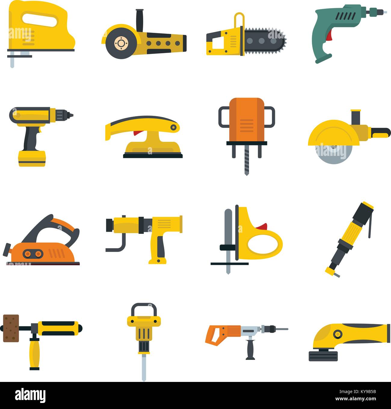 Electric tools icons set in flat style isolated vector illustration ...