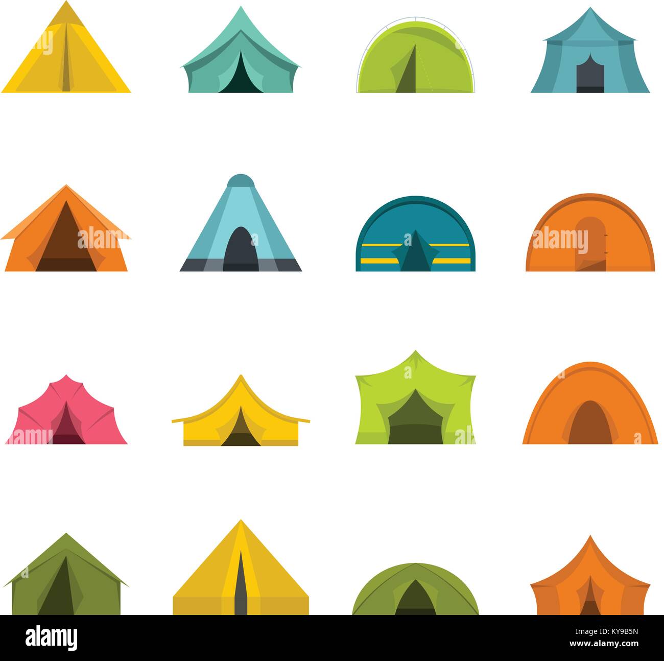 Tent forms icons set in flat style isolated vector illustration Stock ...